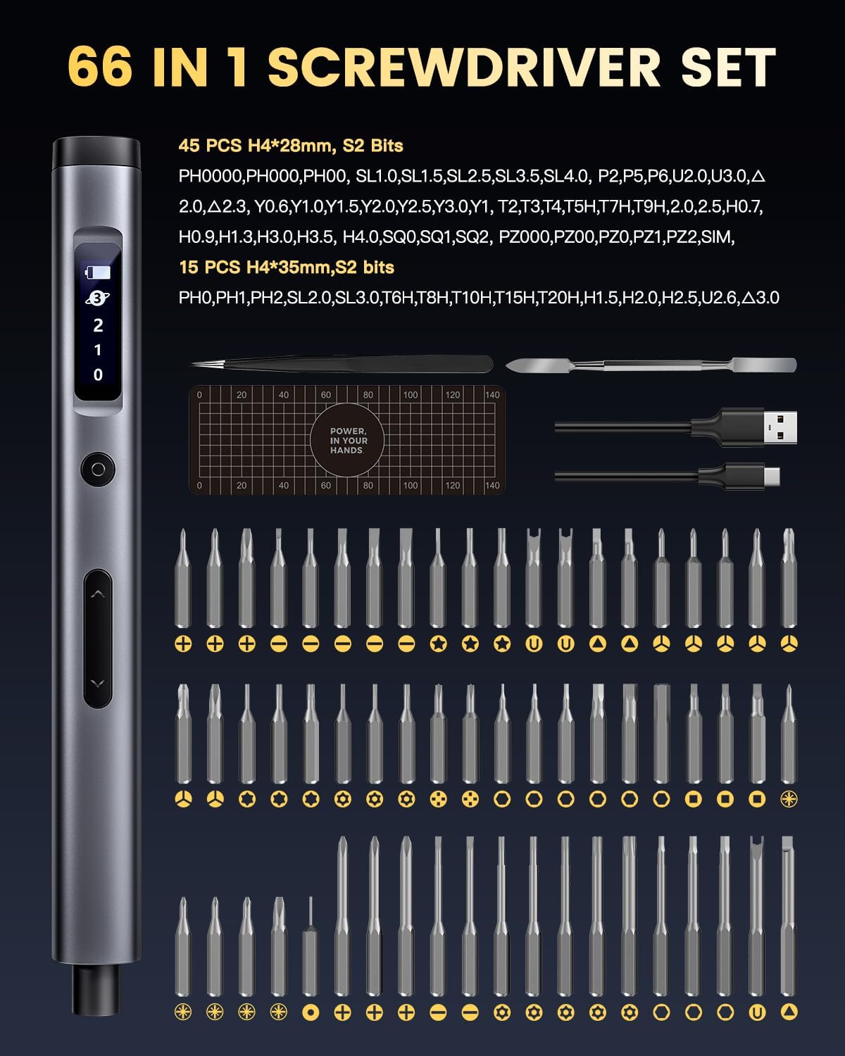 66 IN 1 Mini Electric Screwdriver Cordless, Precision Screwdriver ...