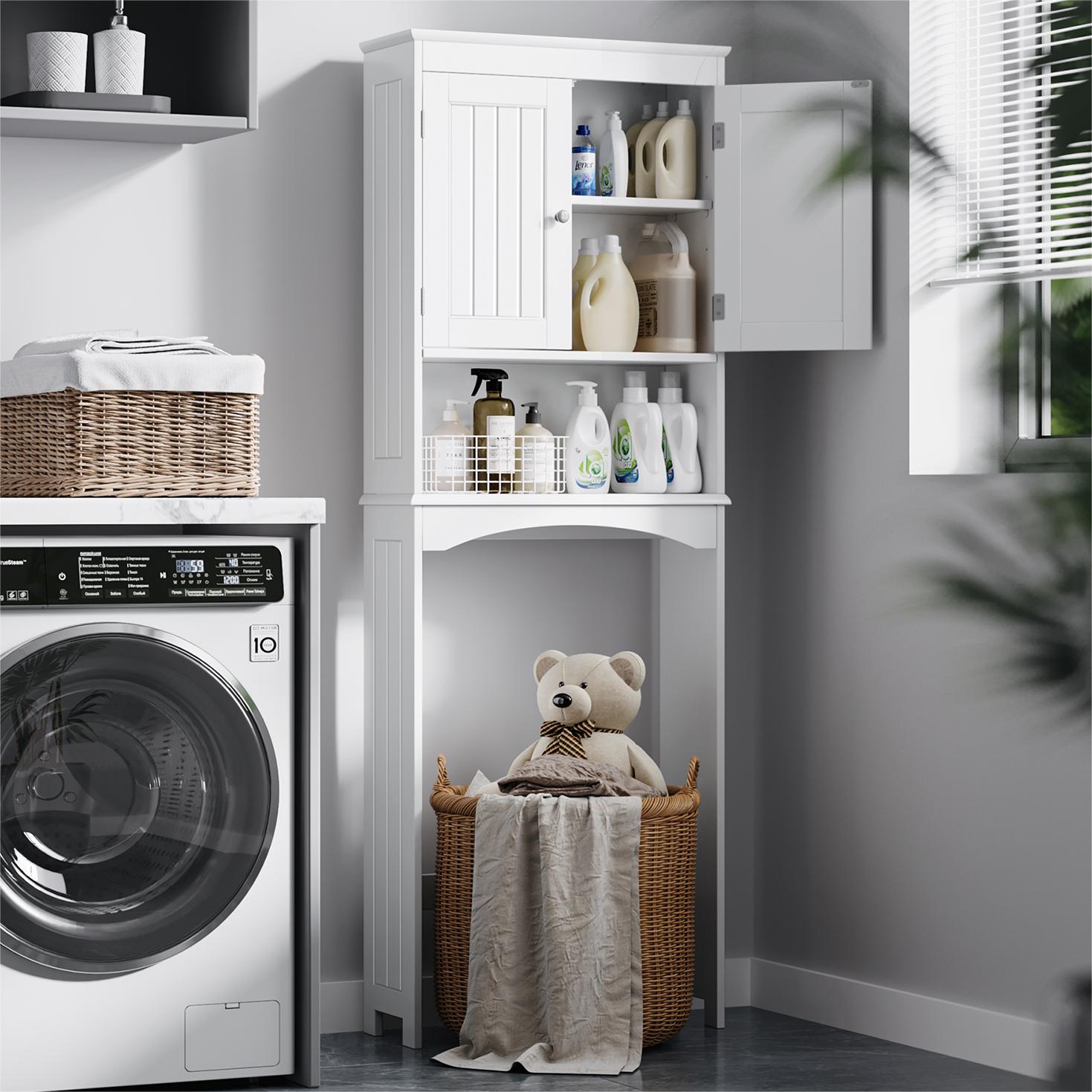 Spirich Bathroom Storage Shelves, Tall Corner Cabinet with 2 Shutter ...