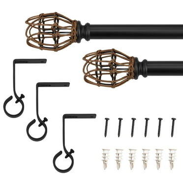 Better Homes & Gardens 1" Fauxwood Knob Single Curtain Rod Tobacco Oak ...