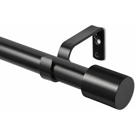 66-120 Inch Heavy‑Duty Curtain Rod, 1 Inch Metal Window Rod with Black ...