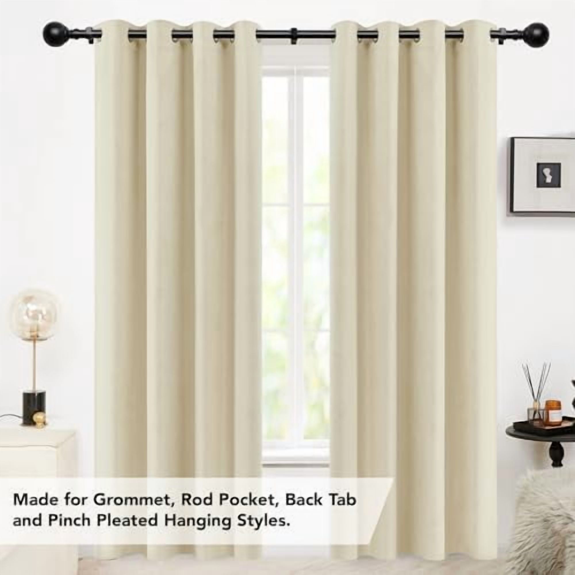 66-120 Inch Long Heavy‑Duty Curtain Rods, 1 Inch Diameter Metal Window ...