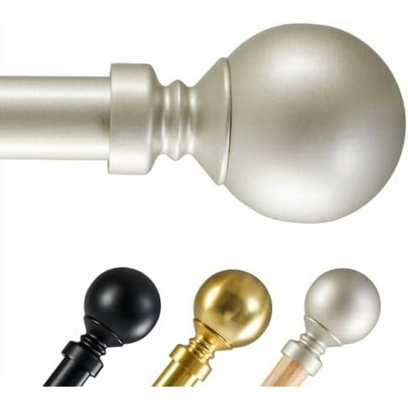 66-120 Inch Long Heavy‑Duty Curtain Rods, 1 Inch Diameter Metal Window ...