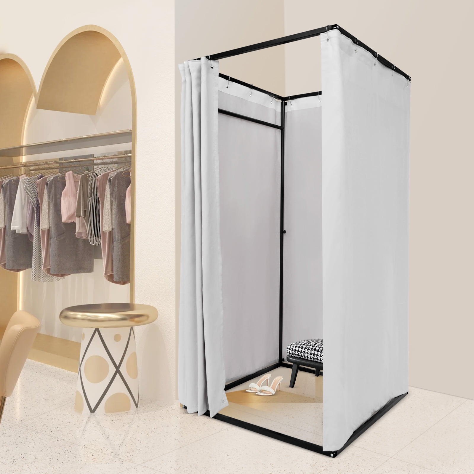 66.14-77.16lbs Grey Portable Clothing Store Fitting Room Freestanding ...