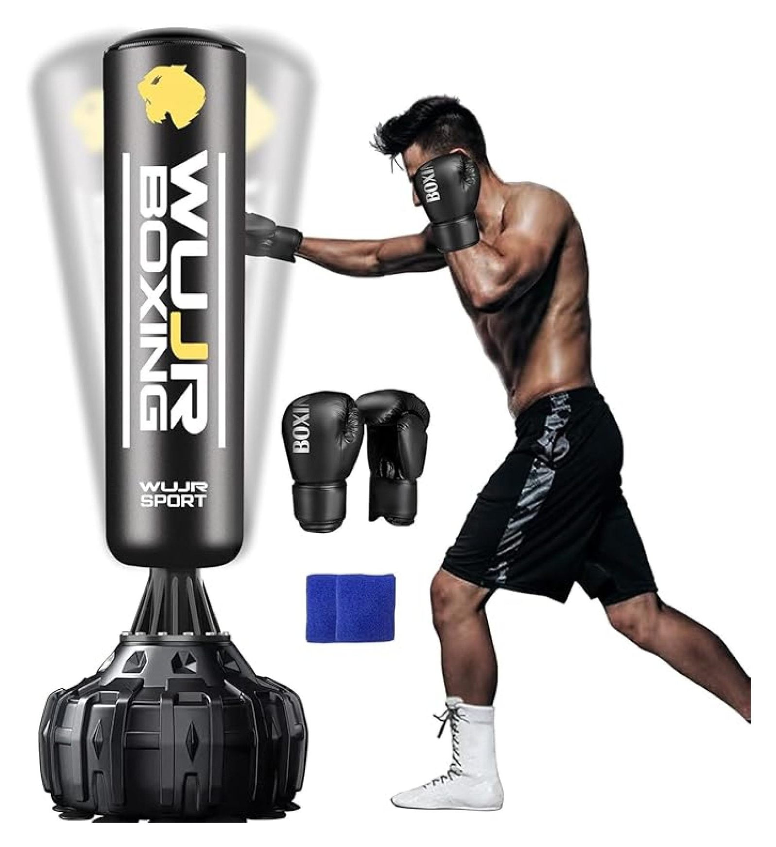 66.2'' Freestanding Punching Bag with Boxing Gloves Heavy Boxing Bag ...