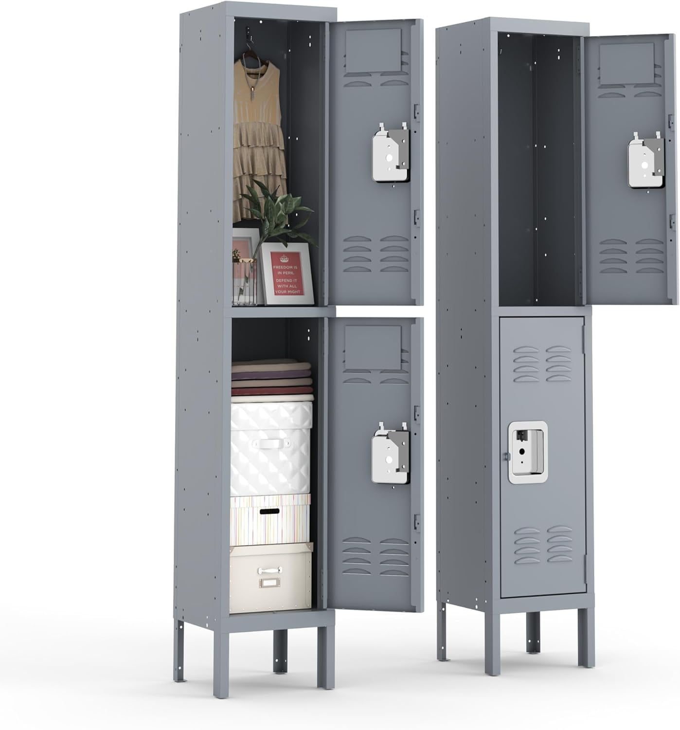 66" Metal Lockers for Employee 1 Door Storage Locker with 2 Shelves ...