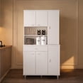 66.5-Inch Tall Traditional Storage Pantry Cabinet, White-Toned, with ...