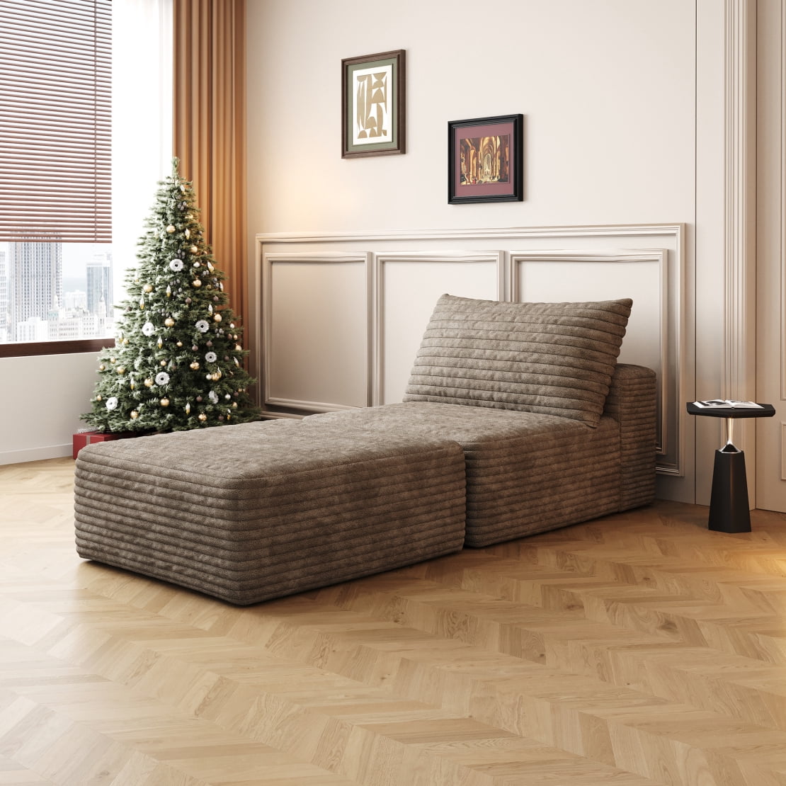 66.9" Convertible Sofa Bed with Recliner & Pillow Support, No Assembly ...