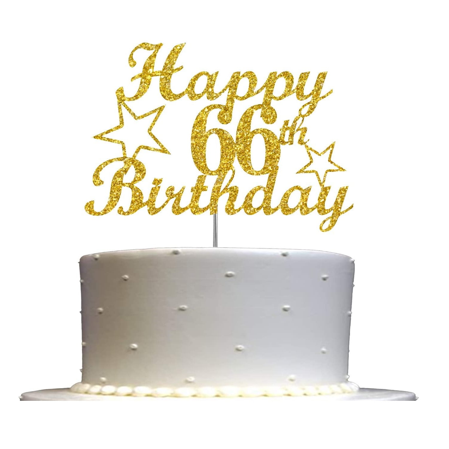66 Birthday Cake Topper Gold Glitter, Party Decoration Ideas, Sturdy ...