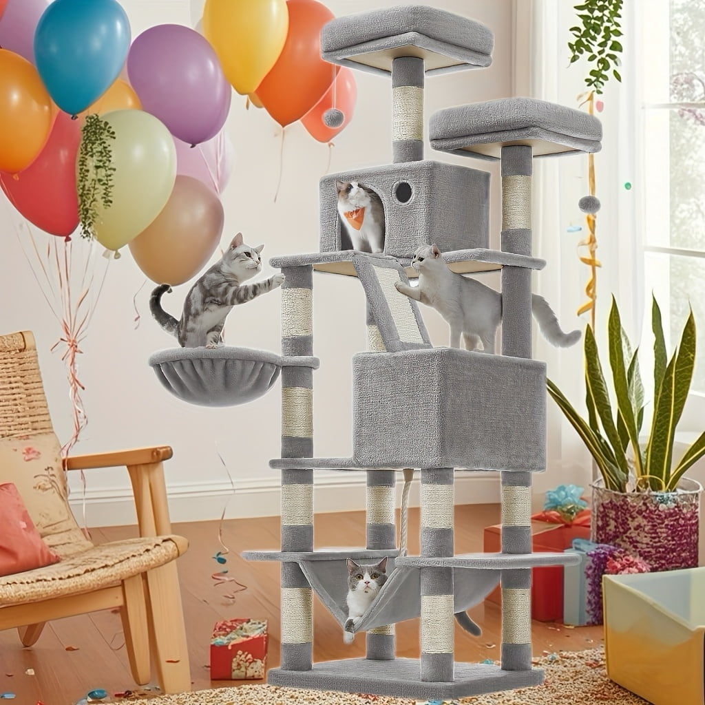66" Cat Tower Activity Center - 13 Scratch Posts, 2 Perches/Caves ...