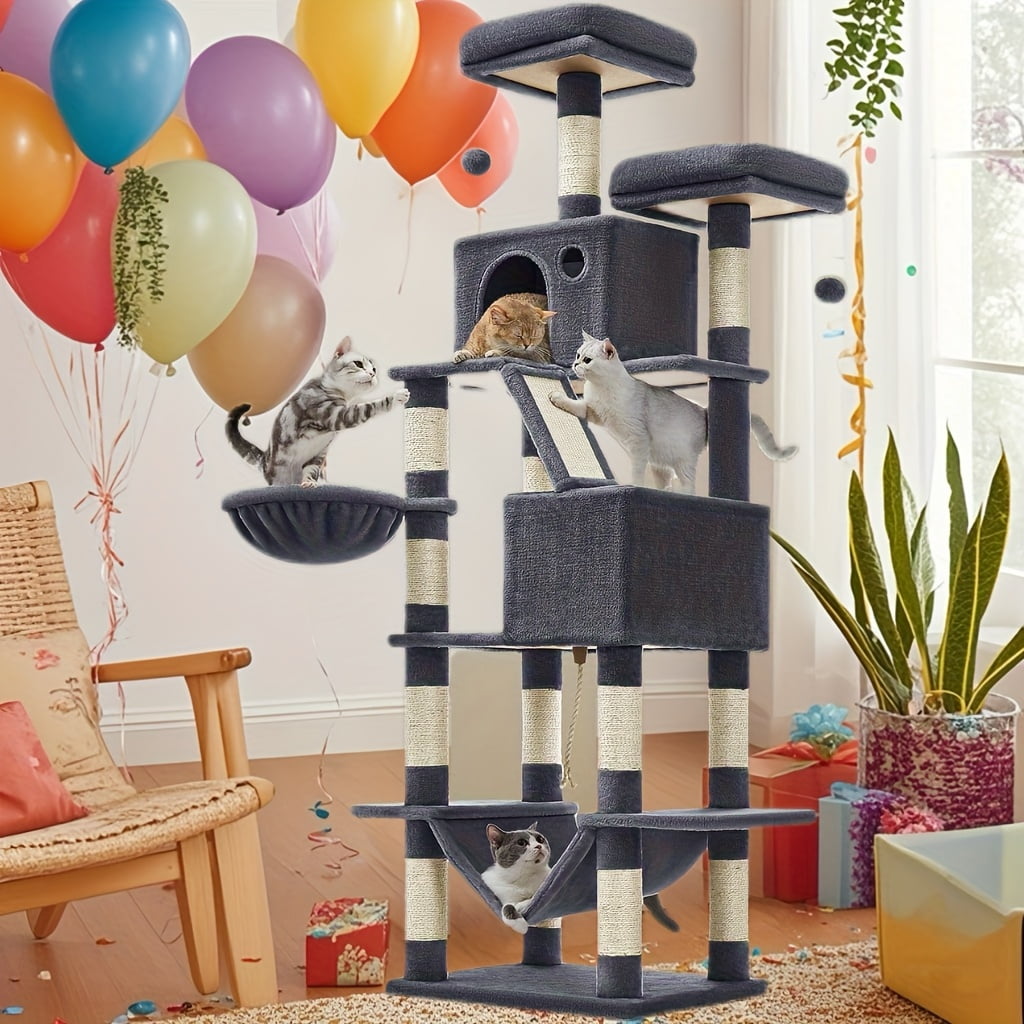 66" Cat Tower Activity Center - 13 Scratch Posts, 2 Perches/Caves ...