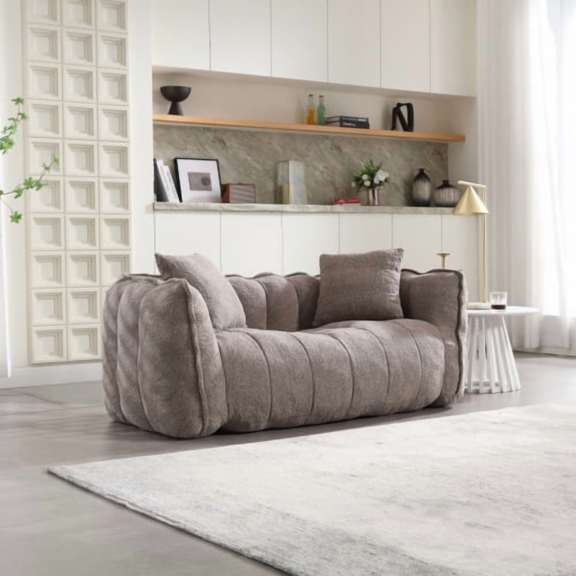 66" Chenille Upholstered Mid-Century Modern Sofa, Mid-Century Modern ...
