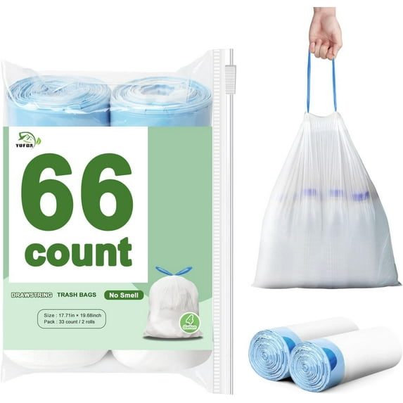 66 Count-Small Trash Bags,4 Gallon Trash Bag Drawstring,Bathroom ...