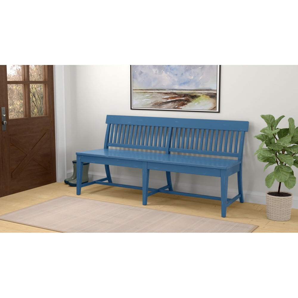 66" Dining Bench, Industrial Indoor Bench with Backrest and 6 Legs for ...