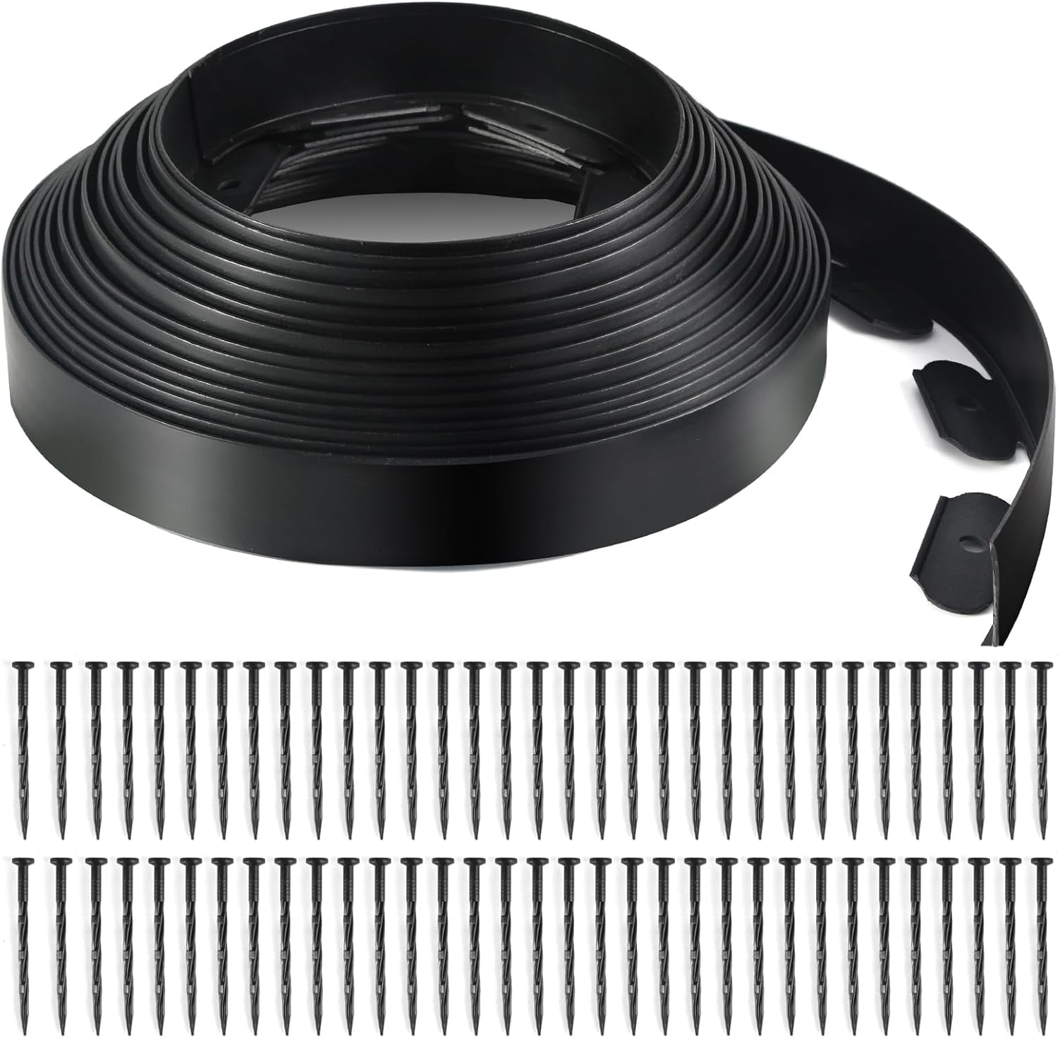 66 FT No Dig Landscape Edging, 2 In.Tall Garden Border with 60 Spikes ...