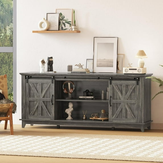 66 in Farmhouse Sideboard Buffet Cabinet with Power Outlets ...