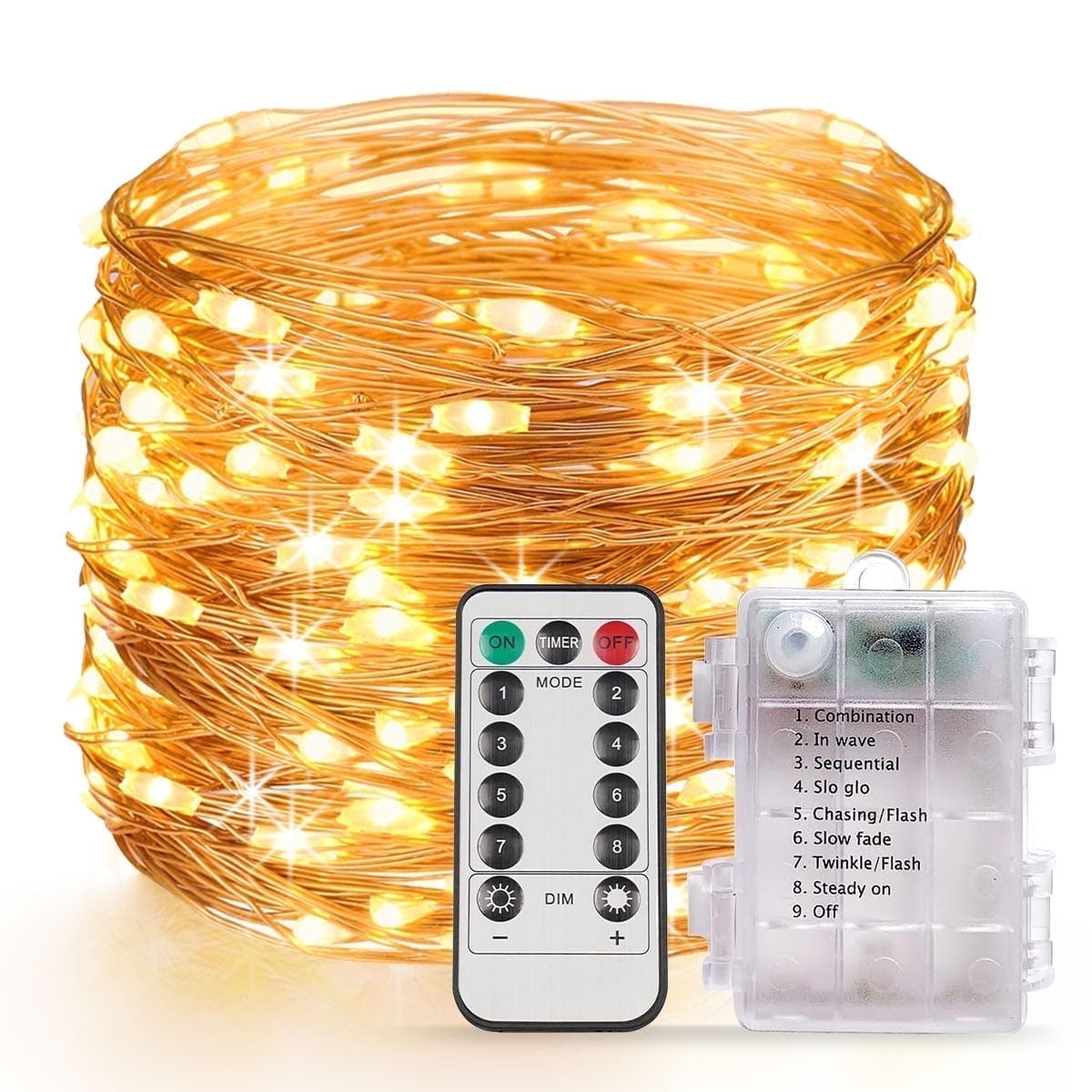 Syenll 66 ft 200 LED Fairy Lights with Remote Timer, Twinkle String ...