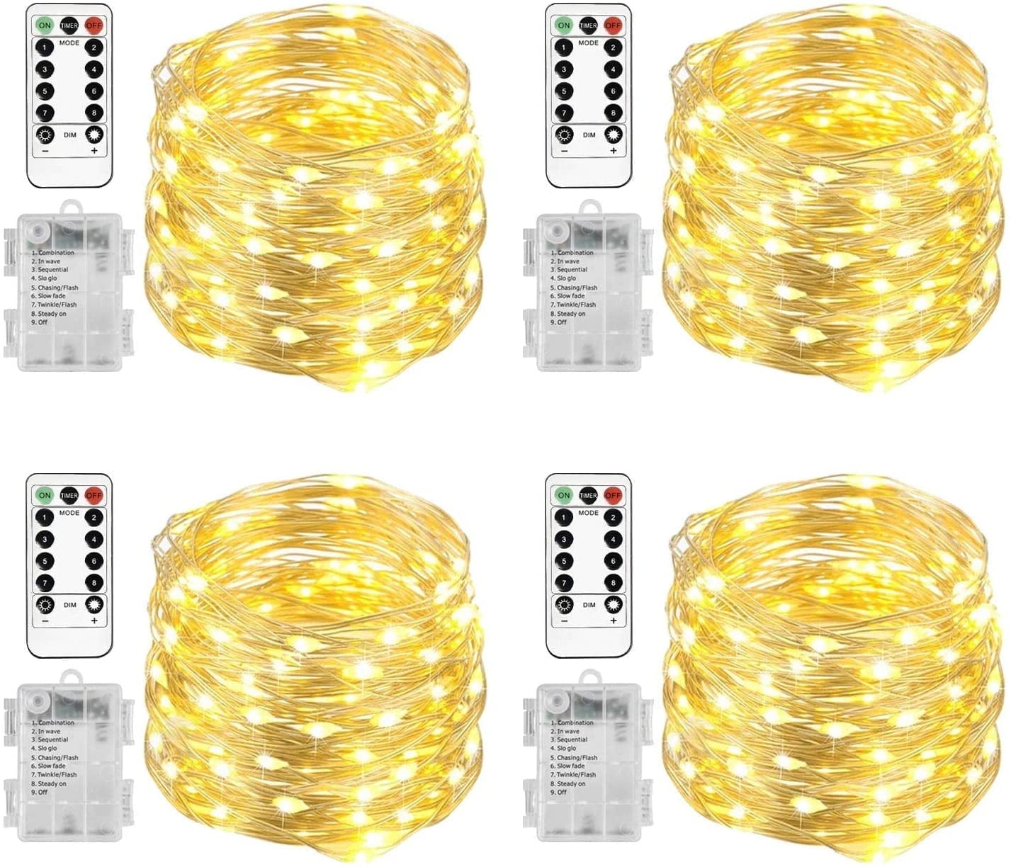 4Pack 66ft 200 LED Fairy Lights - Indoor/Outdoor, Wedding, Bedroom ...
