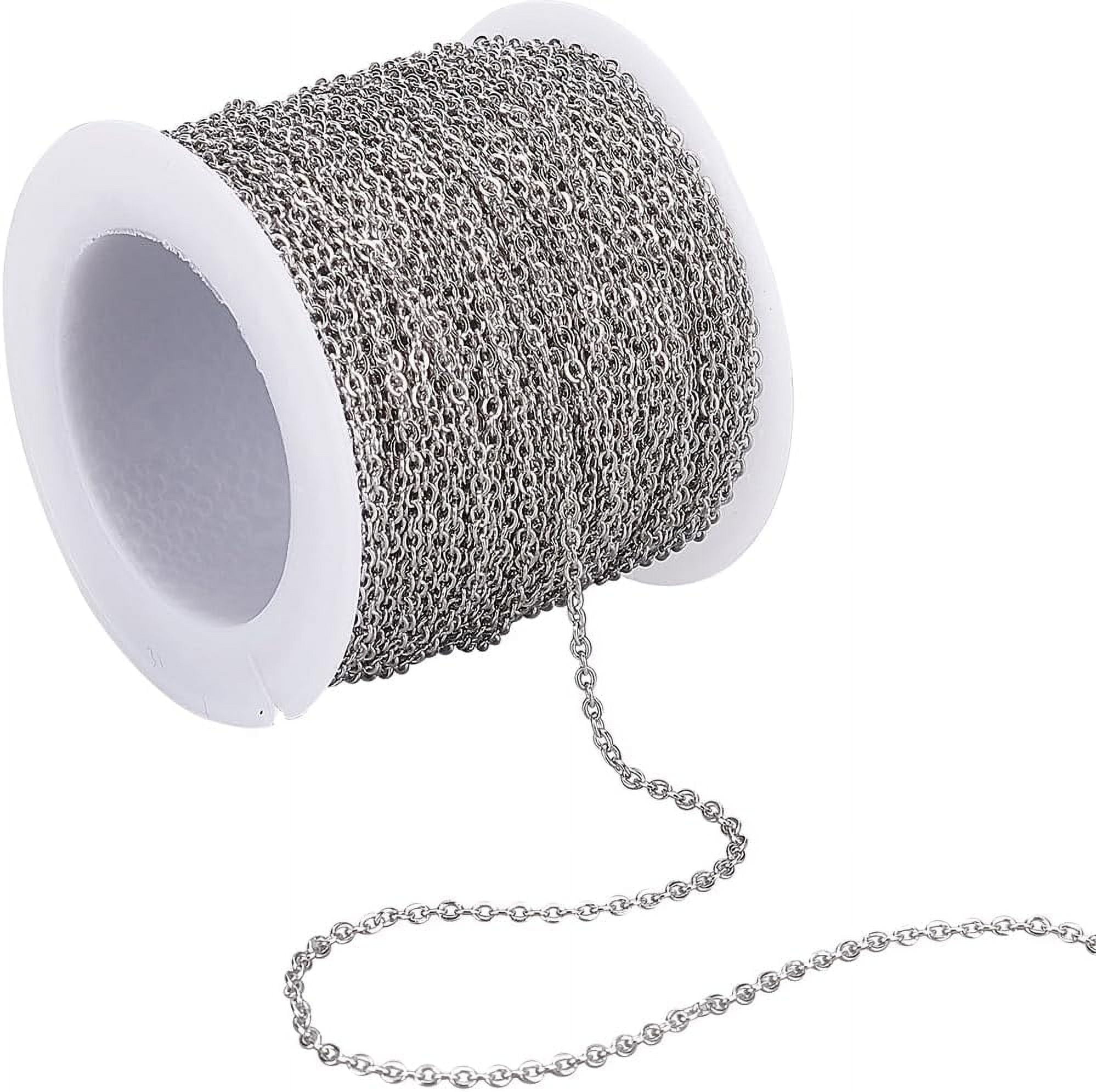 66 Feet/20m 2mm Stainless Steel Curb Chains Silver Twist Chain Bulk ...