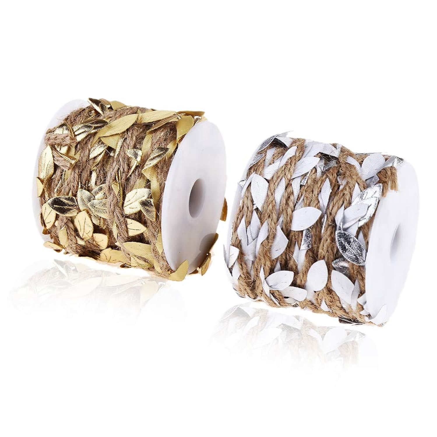 66 Feet Burlap Leaf Ribbon,Jute Twine with Leaves 5mm with Artificial ...