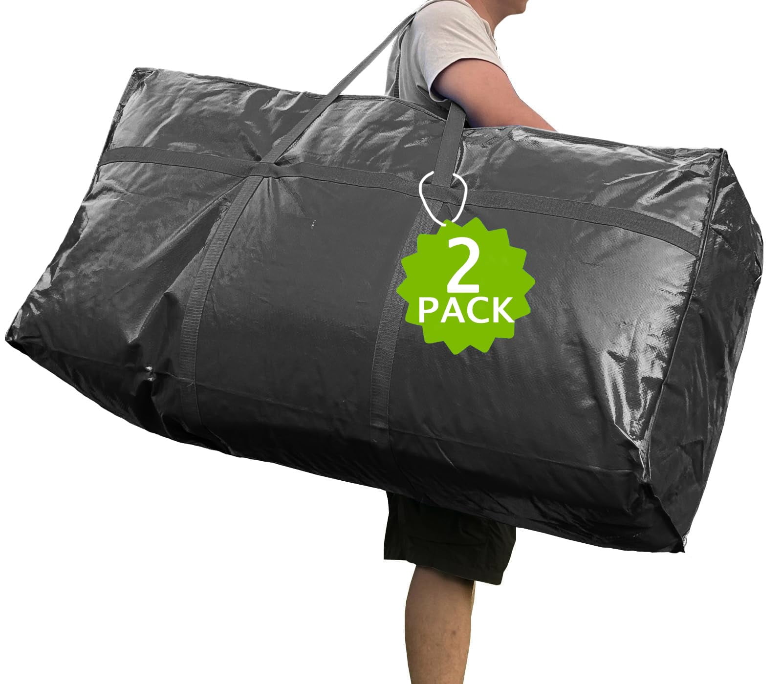 66 Gallon Extra Large Storage Bags 2 Pack Black For Moving Travel ...