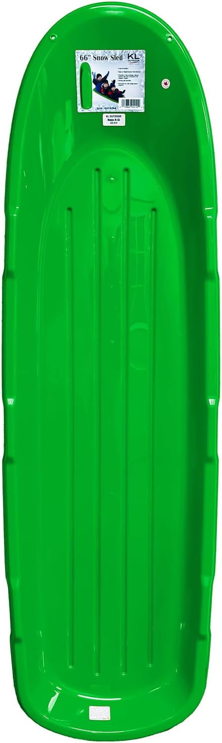 66” Green Winter Toboggan – Plastic Snow Sled with Handles for ...
