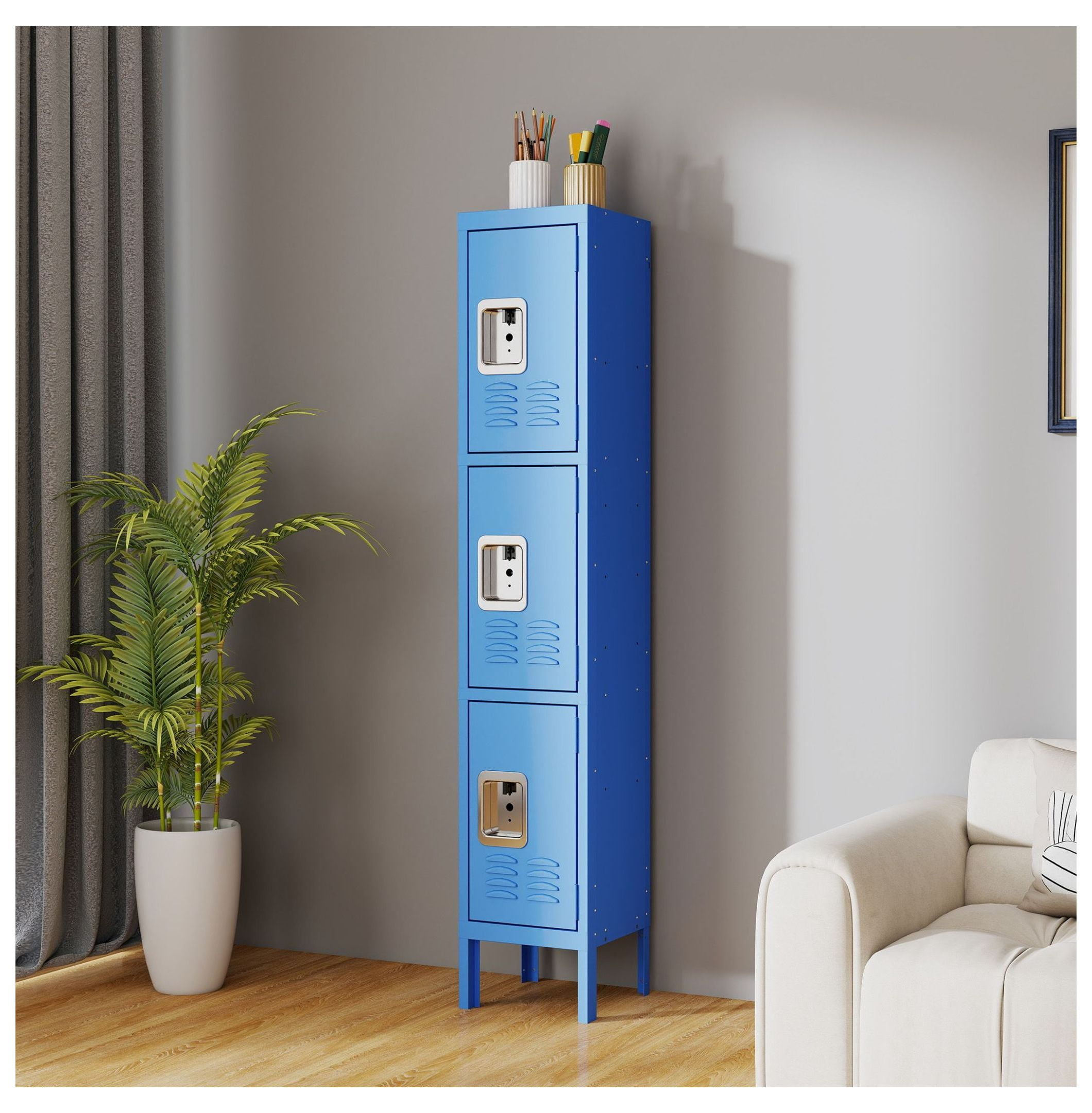 66"H Metal Lockers for Employees with 3 Door Storage Locker for ...