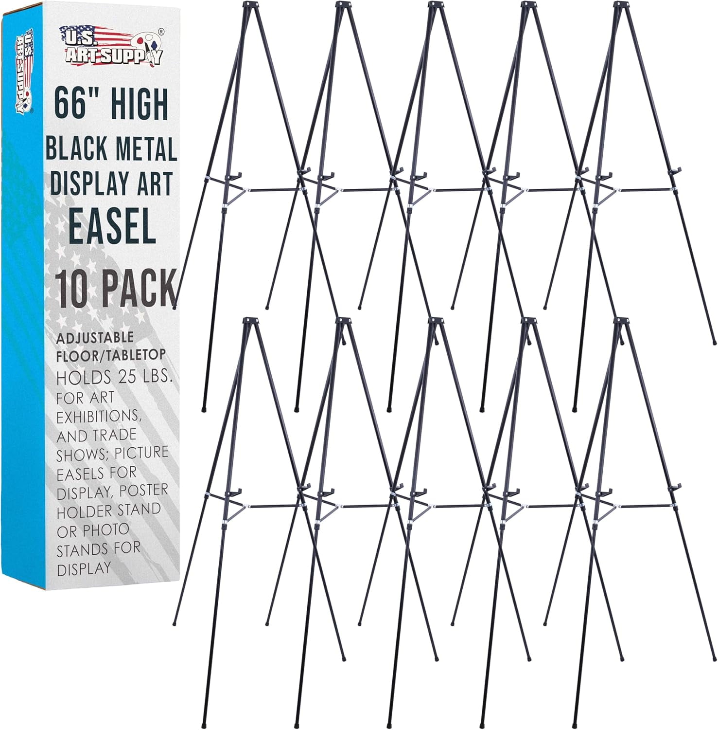 66“ High Showroom Black Aluminum Display Easel and Presentation Stand ...