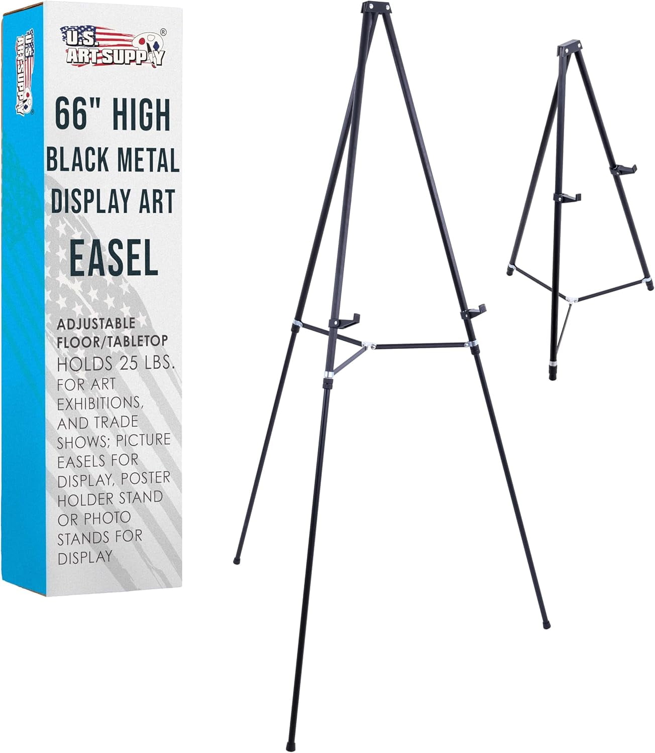 66“ High Showroom Black Aluminum Display Easel and Presentation Stand ...