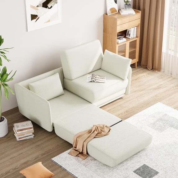 66 In Queen Sleeper Sofa Pull Out Bed Linen Fabric Easy Assembly for ...