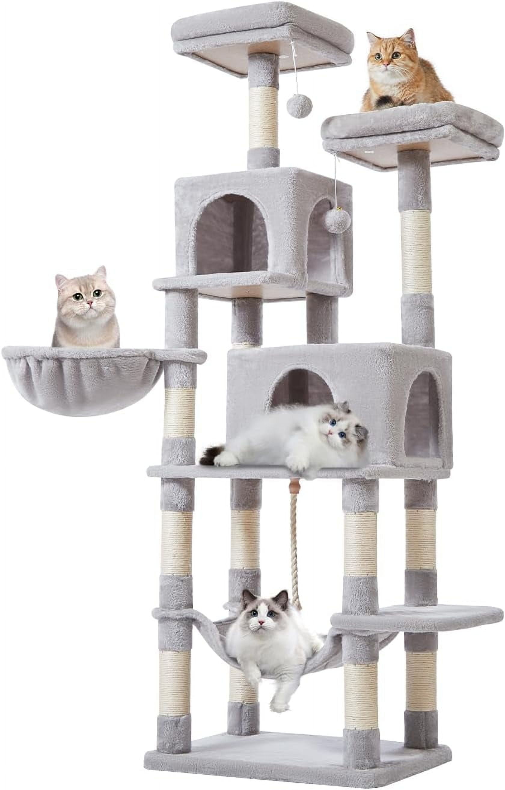 66-Inch Cat Tree Cat Tower for Indoor Cats, Plush Multi-Level Cat Condo ...