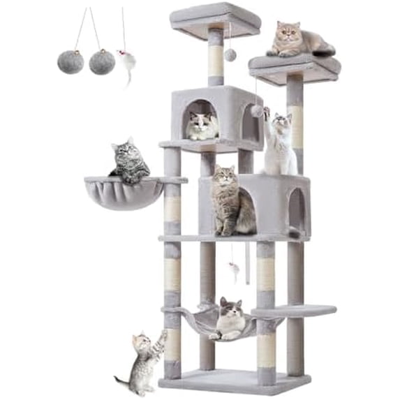 66-Inch Cat Tree Cat Tower for Indoor Cats, Plush Multi-Level Cat Condo ...
