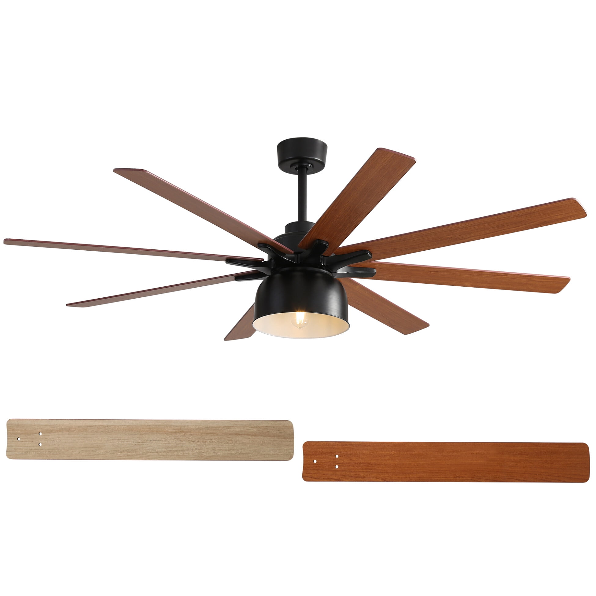 66 Inch Dual Color Blades Ceiling Fan with Remote Control, 6 Speed ...