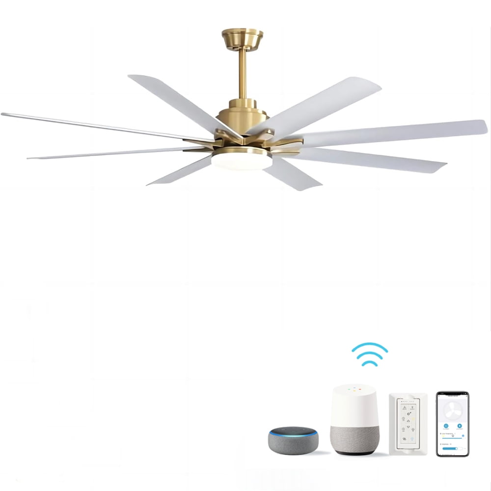 66 Inch Low Profile ABS Ceiling Fan with Dimmable Lights and Smart ...