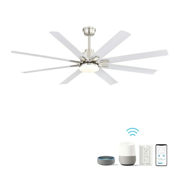 66 Inch Modern Ceiling Fan With Dimmable Led Light 8 ABS Blades Remote ...