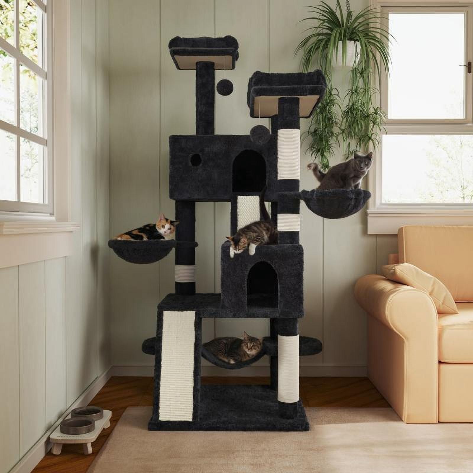 66 Inches Multi-Level Large Cat Tree Tower for Indoor Big Cats/Cozy ...