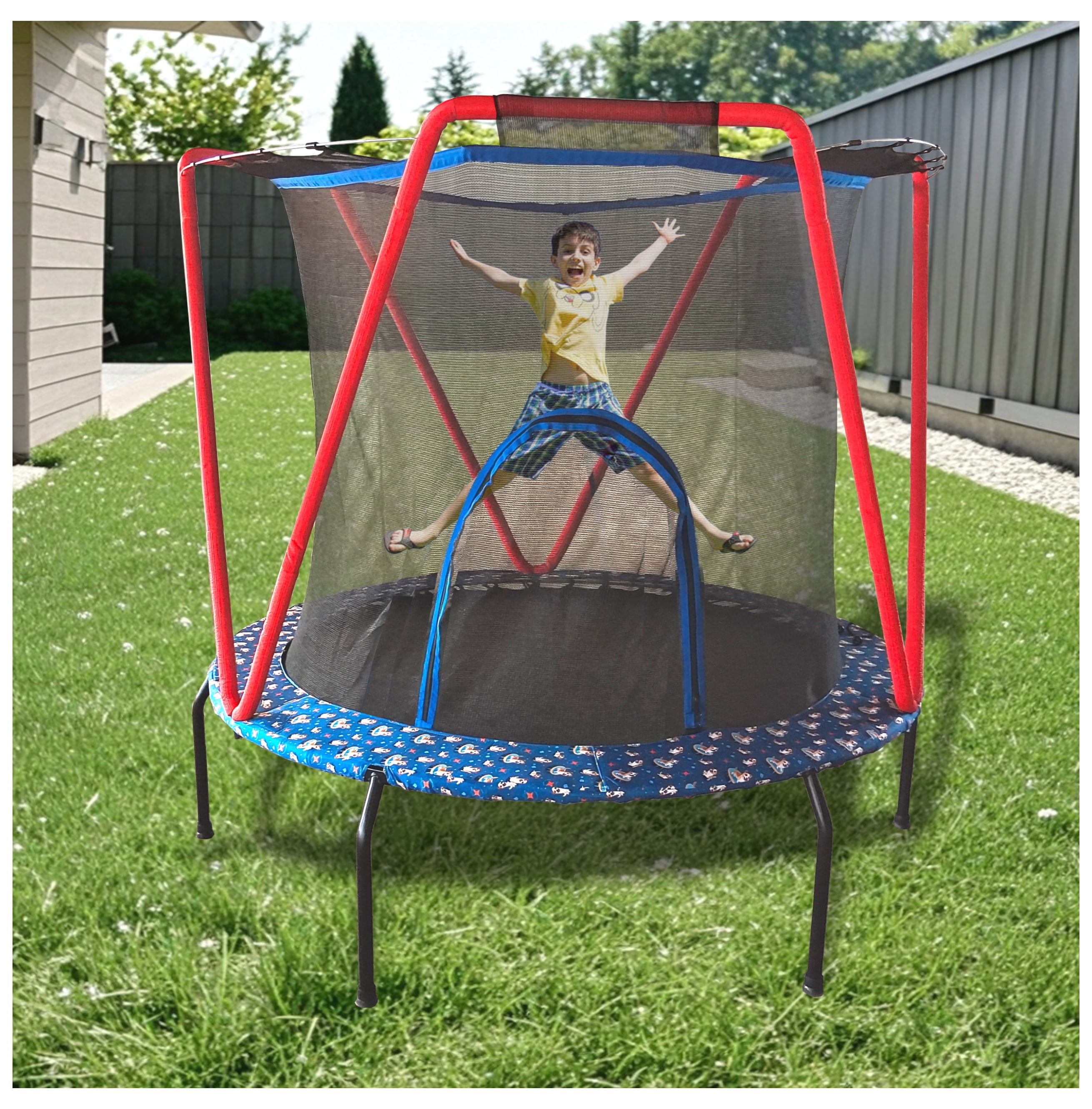 66" Kids Trampoline - Indoor Outdoor Toddler Trampoline with Safety ...