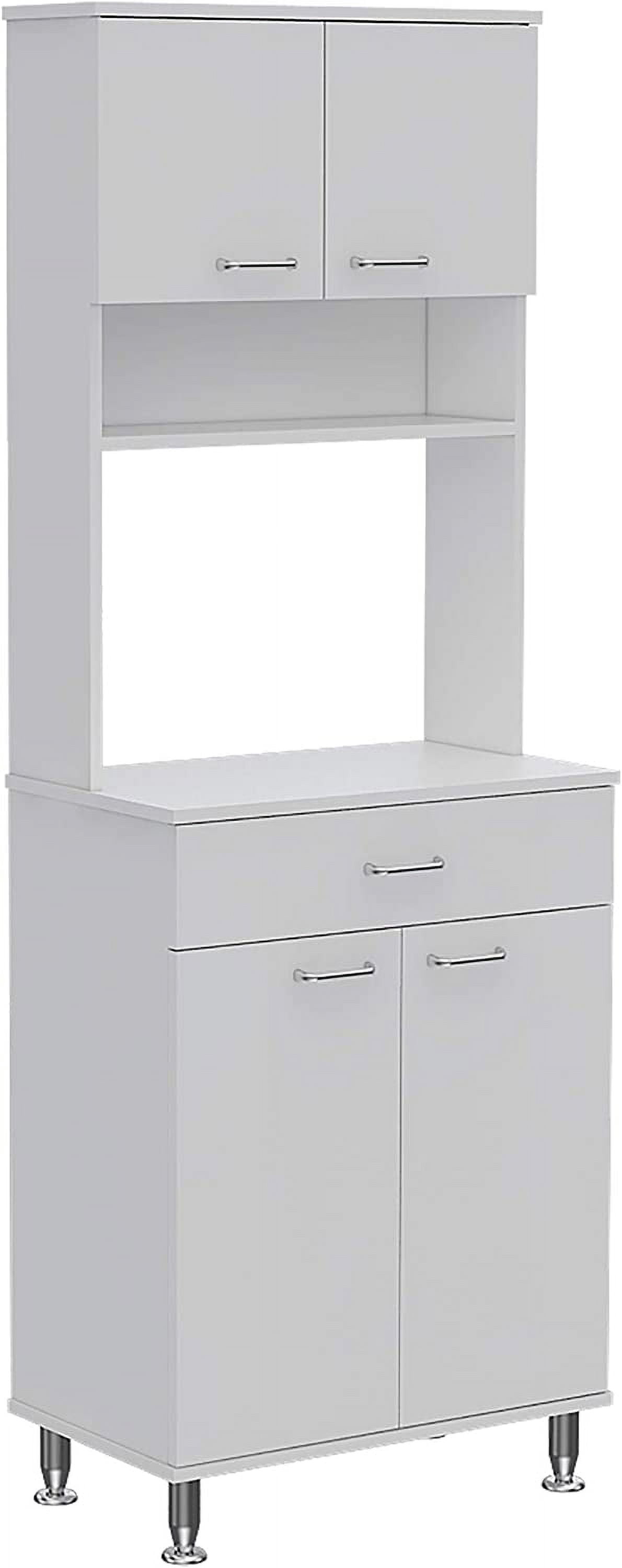 66 Kitchen Pantry with Countertop, Closed & Open Storage -White ...