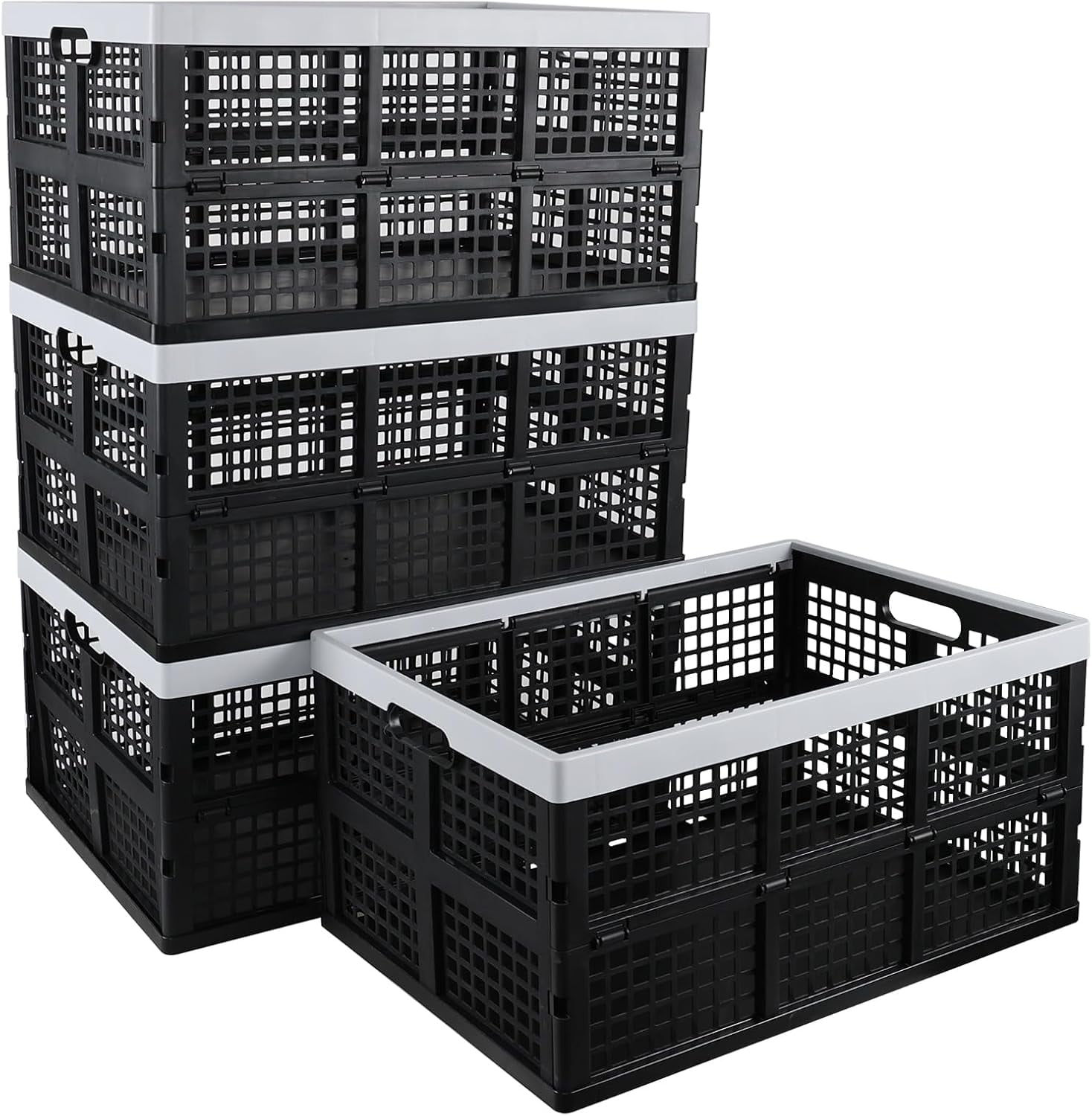 66 L Large Collapsible Storage Crates, Large Plastic Folding Storage ...