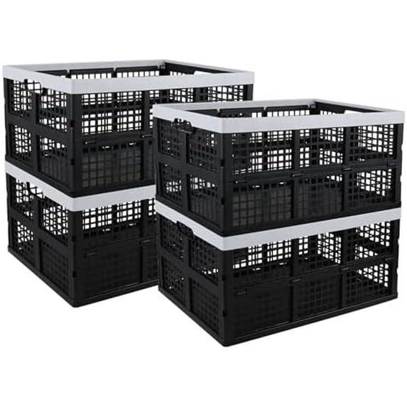 66 L Large Plastic Collapsible Storage Crate, Plastic Utility Crate ...