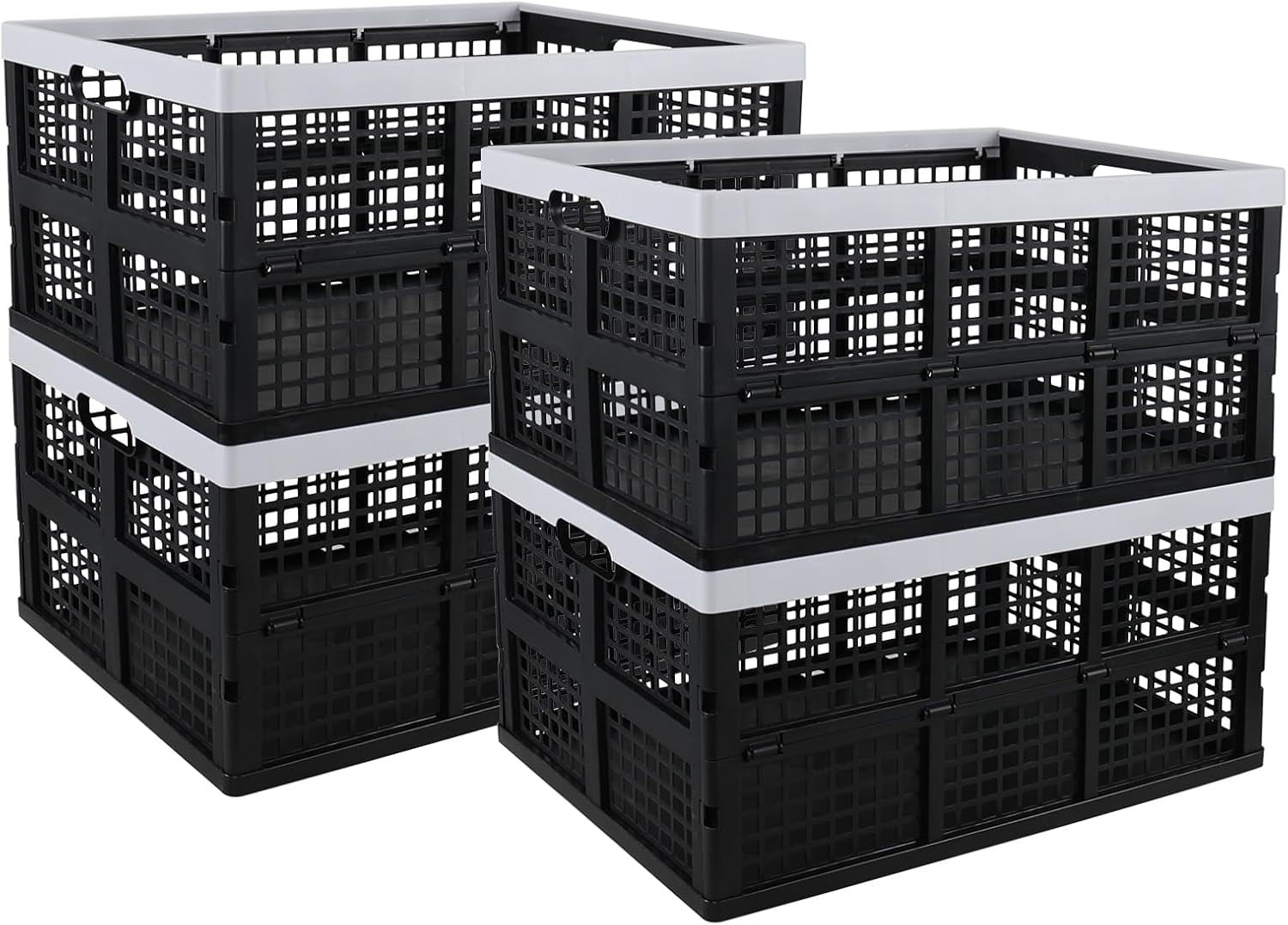 66 L Large Plastic Collapsible Storage Crate, Plastic Utility Crate ...