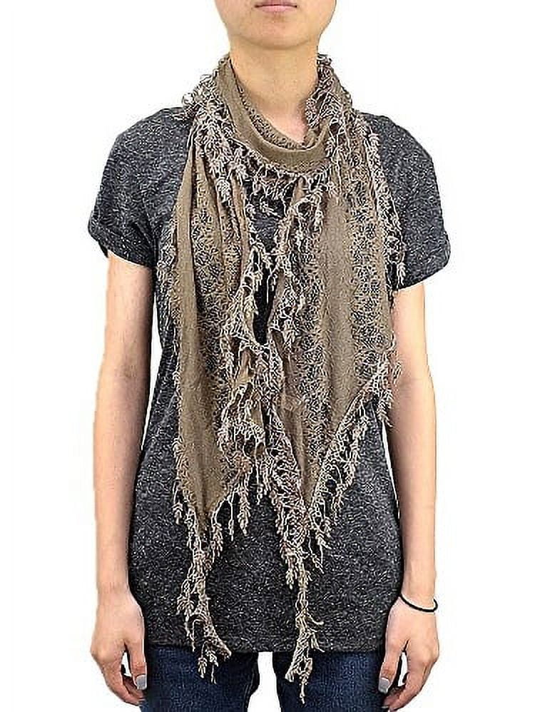 66" Long Lace Scarf with Pine Leaf Fringe (Beige) - Walmart.com