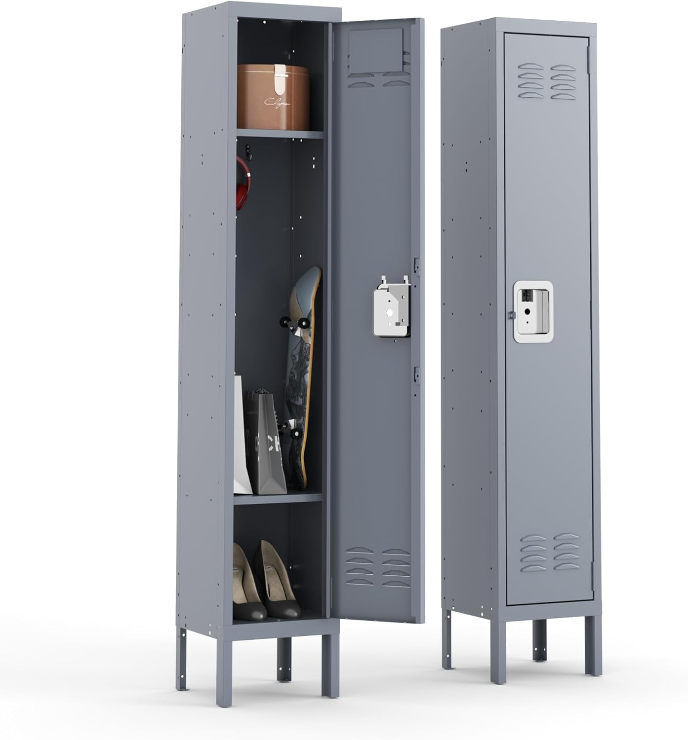 66" Metal Lockers for Employee 1 Door Storage Locker with 2 Shelves ...
