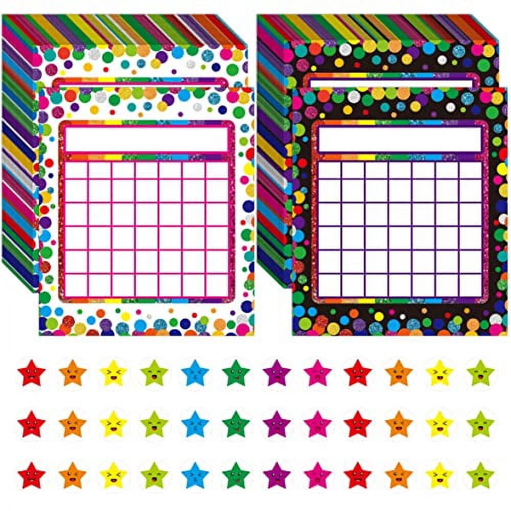 66 Pack Classroom Incentive Chart, 2 Confetti Designs with 2024 Star ...
