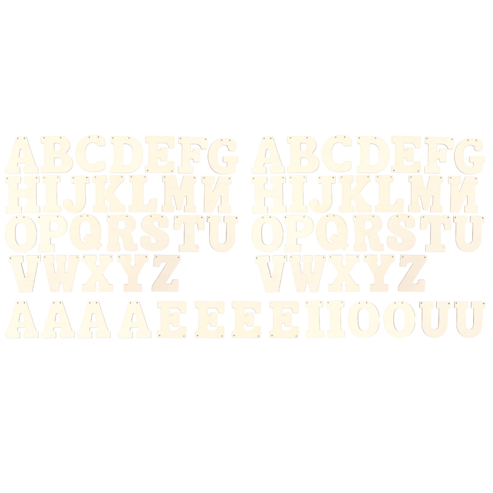 66-Piece Wooden Letter Set - 5 Inch, 2 Hole, Hangable, Paintable ...