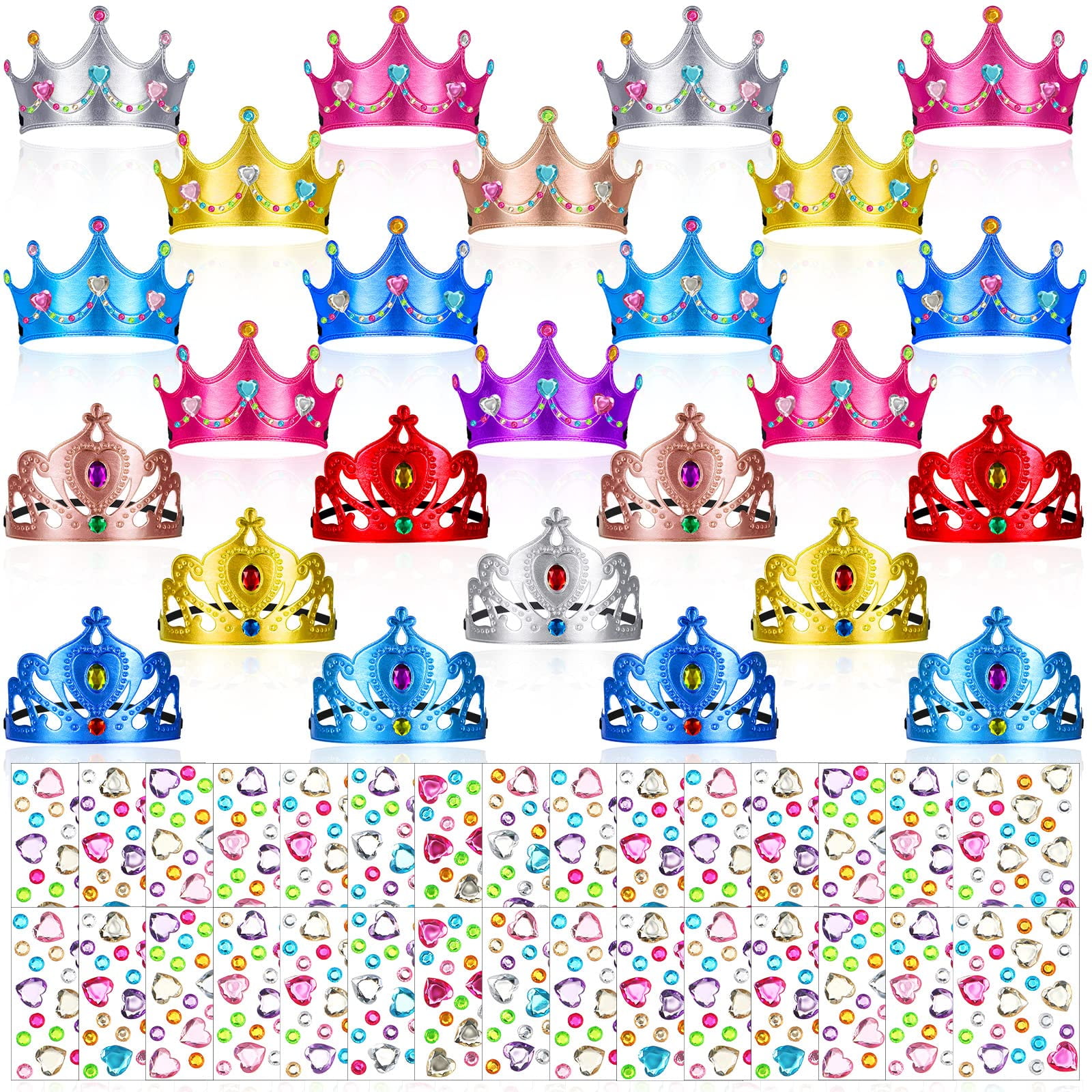 66 Pieces Foam Princess Tiaras DIY Crowns Kids Party Favors Craft ...