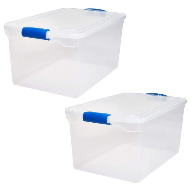 66-Quart Clear Plastic Stackable Storage Bin with Lid Container Box ...