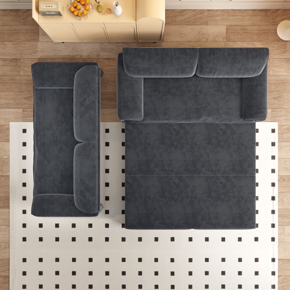 66" Queen Size Convertible Sleeper Sofa Bed, 3-in-1 Pull-Out Futon ...