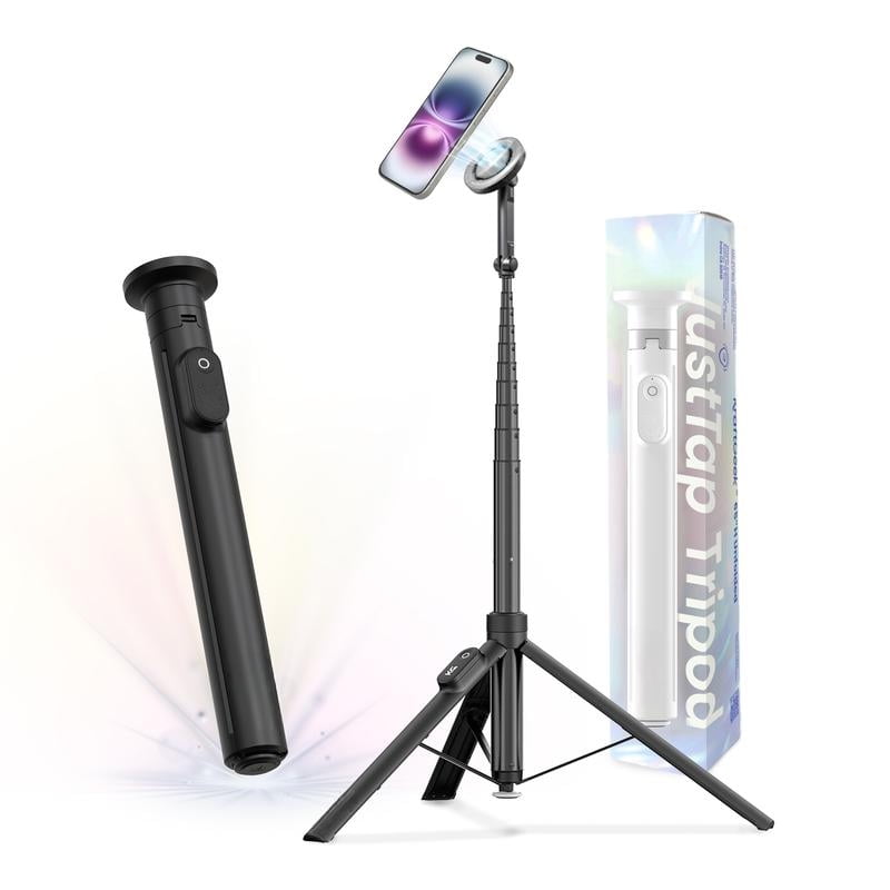 66" Selfie Stick Tripod for iPhone & Android, Automatic Tap-to-open ...