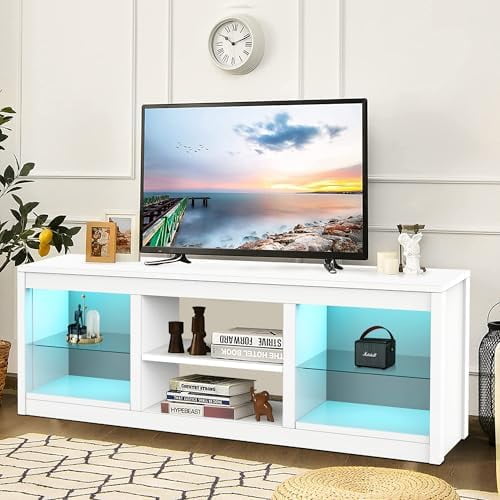 66" TV Stand up to 75 Inch TV, Entertainment Center with Adjustable ...