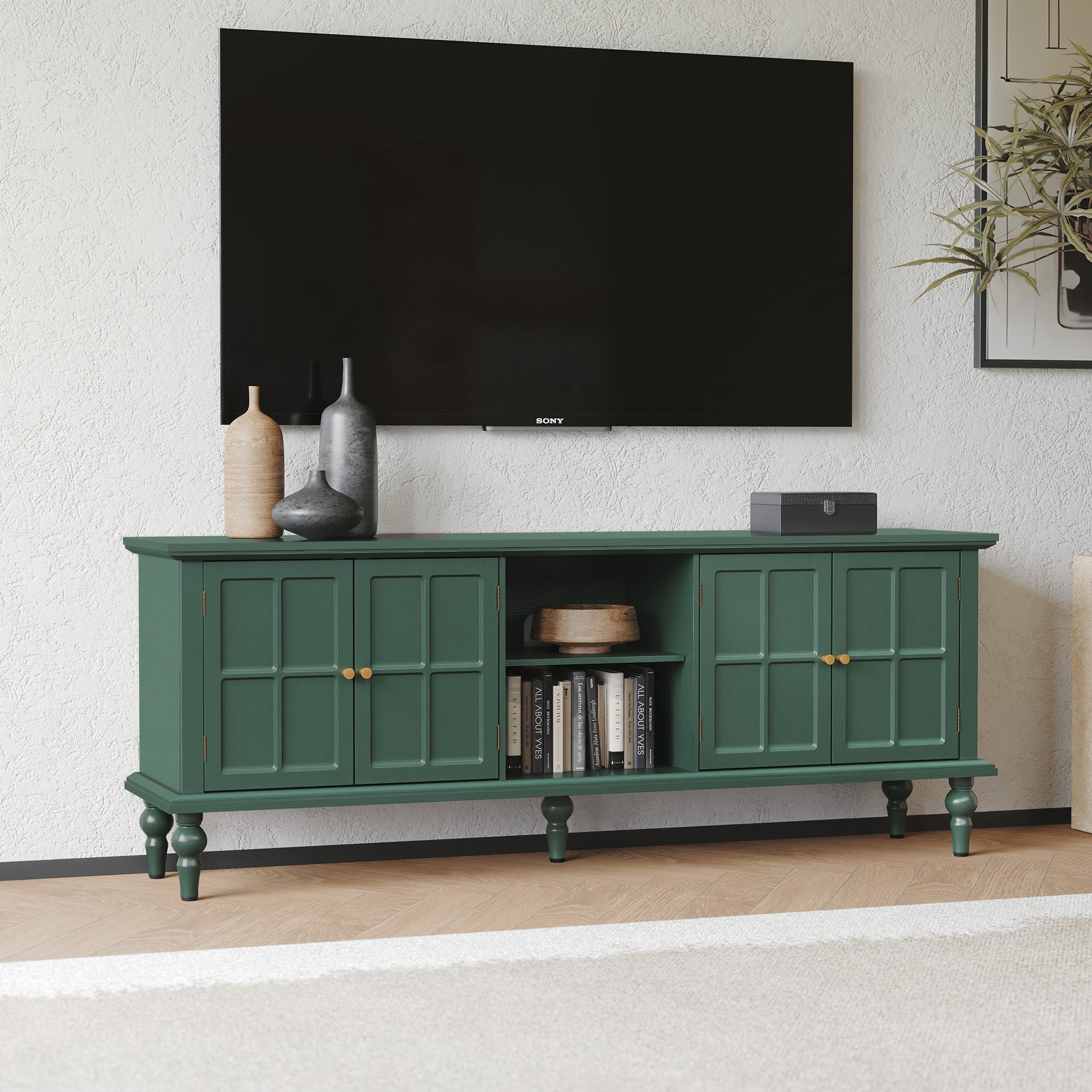 66"TV Stand For Tvs Up To 75", Entertainment Center With Storage ...